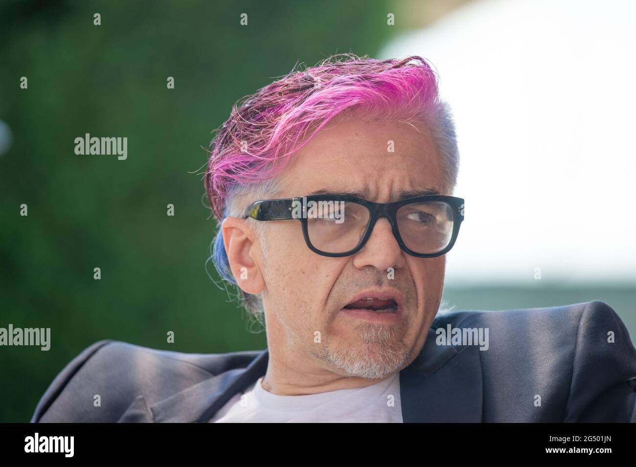 Marco Castoldi aka Morgan talks whit journalist at the press conference ...