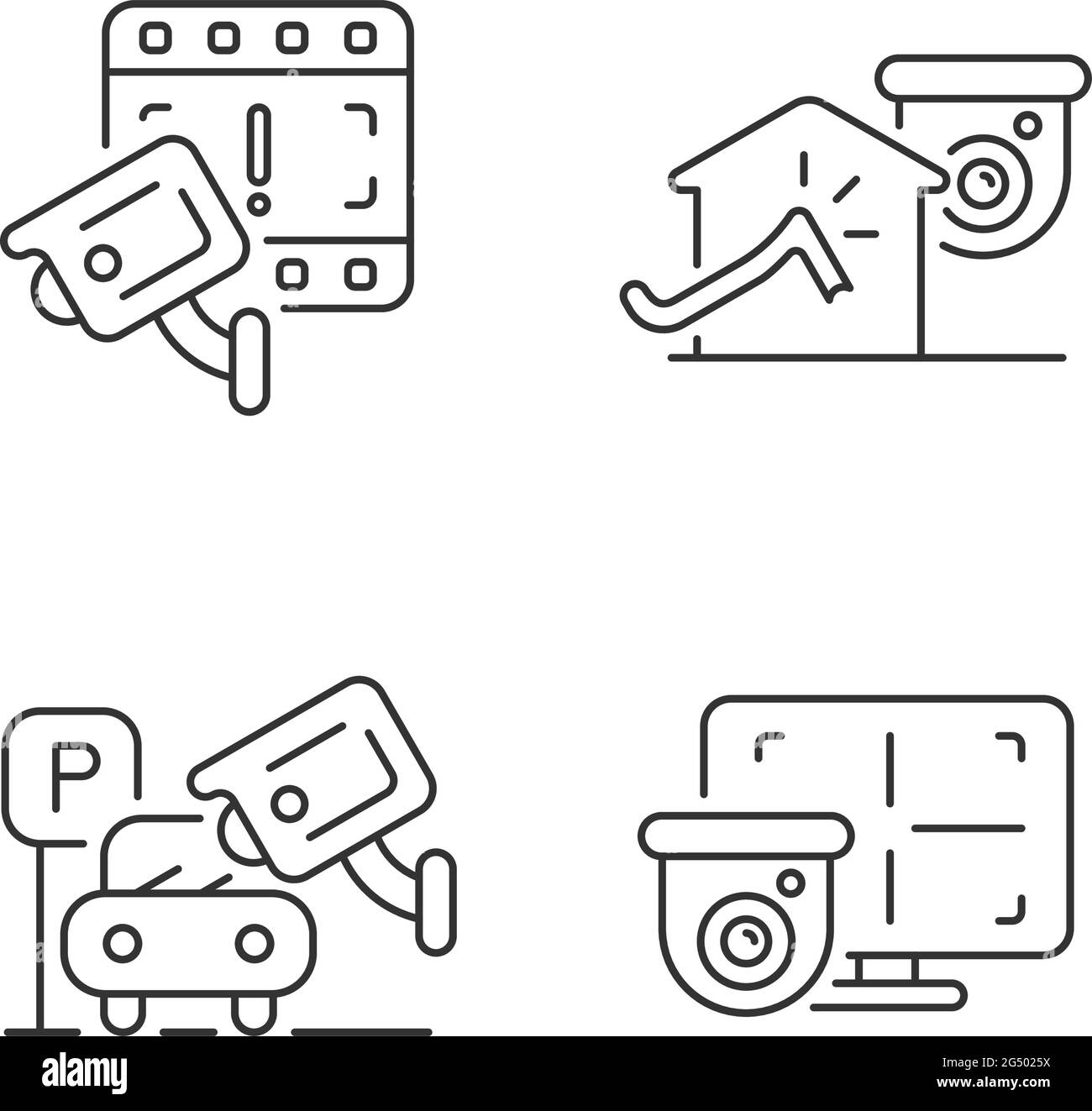 Family and property protection linear icons set Stock Vector Image ...