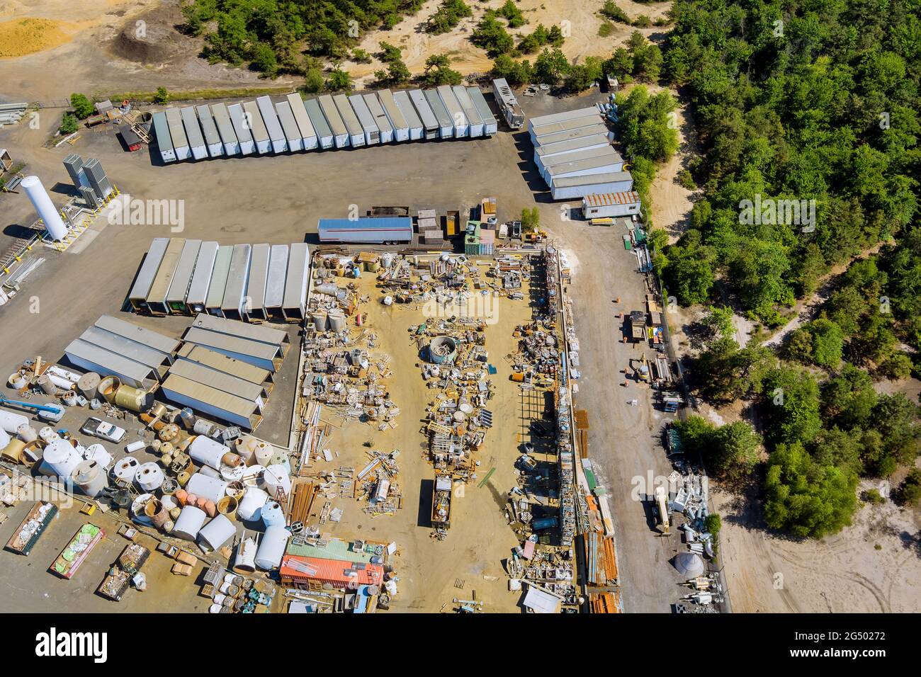 Metal scrap as waste collected in a part at junkyard scrap yard for ...