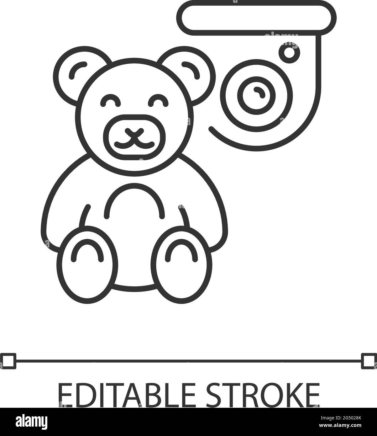 Keeping kids safely with security camera linear icon Stock Vector Image ...