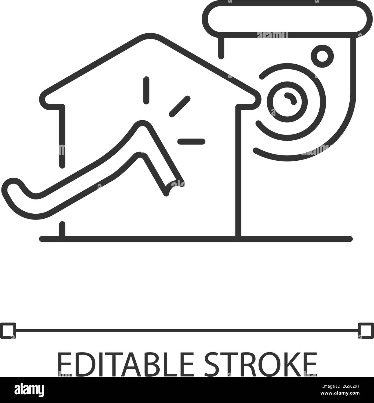 Avoiding house intrusion with CCTV system linear icon Stock Vector ...