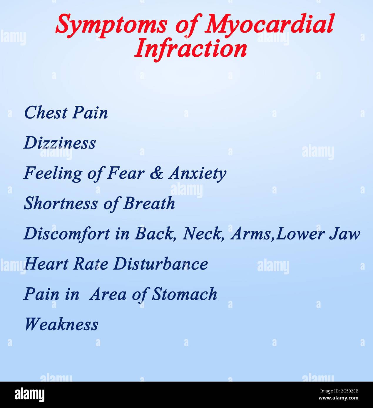 Eight Symptoms of Myocardial Infraction Stock Photo - Alamy