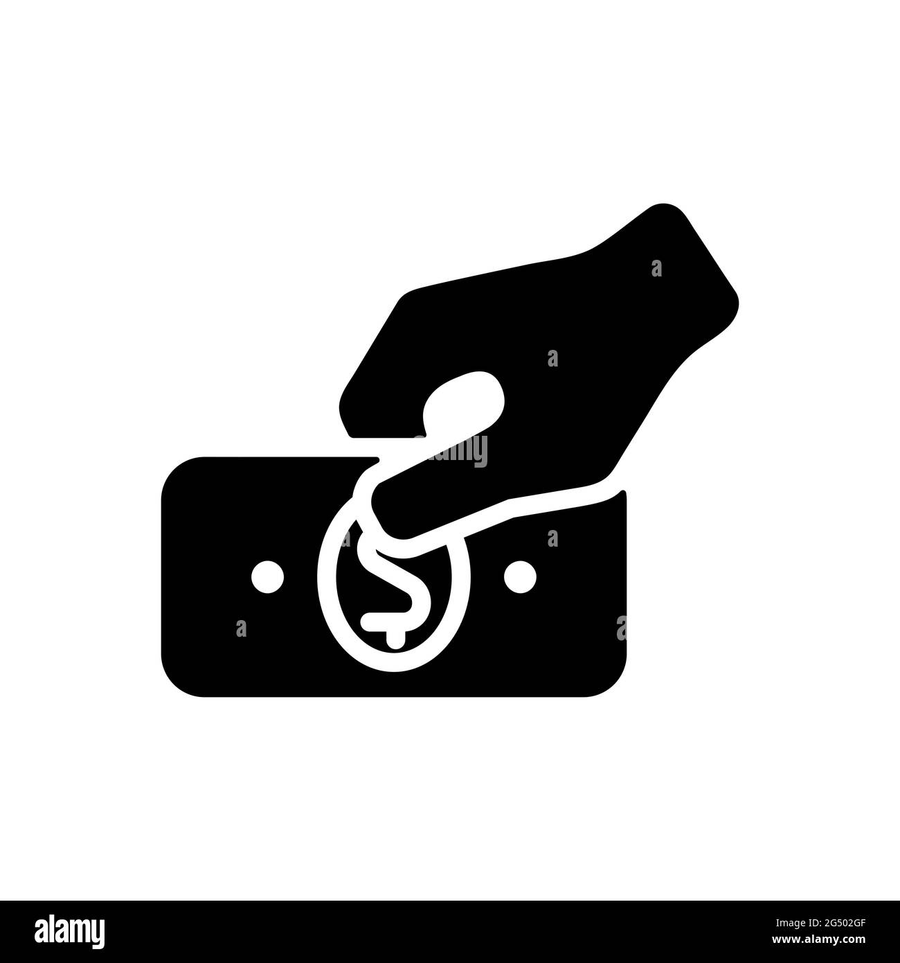 Hand holding money or money in hand outline glyph icon. Hand with money ...