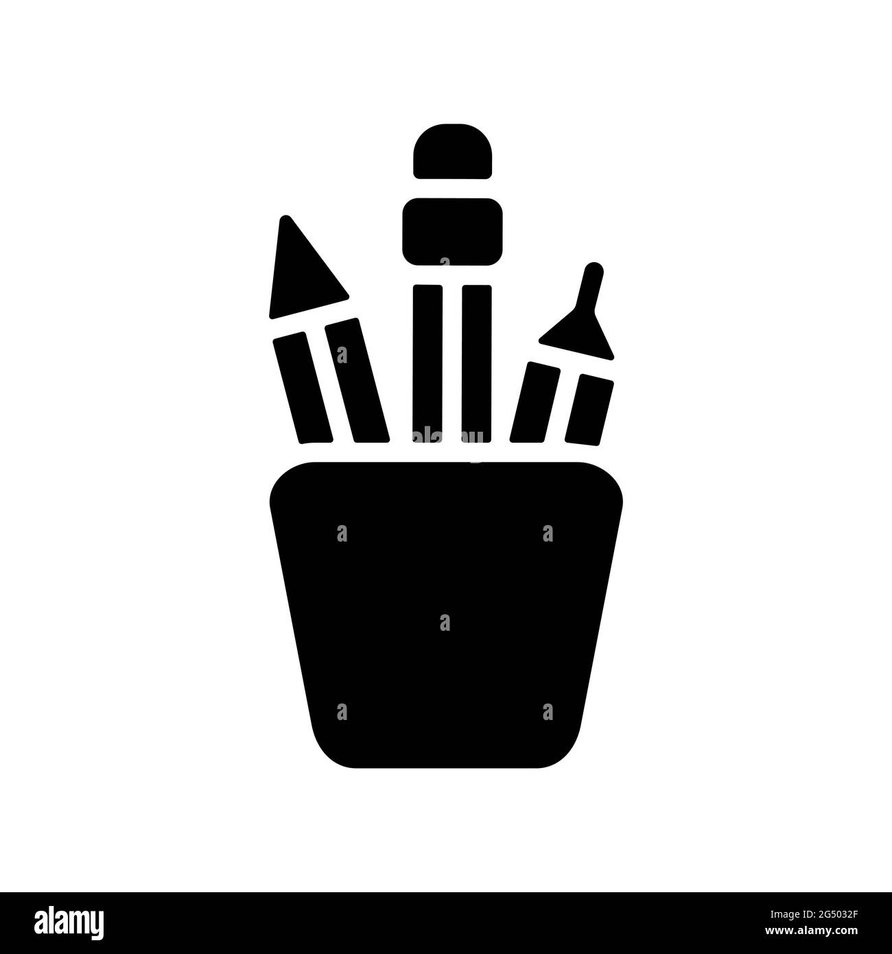 Pencil stand outline glyph icon. Workspace sign. Graph symbol for your ...