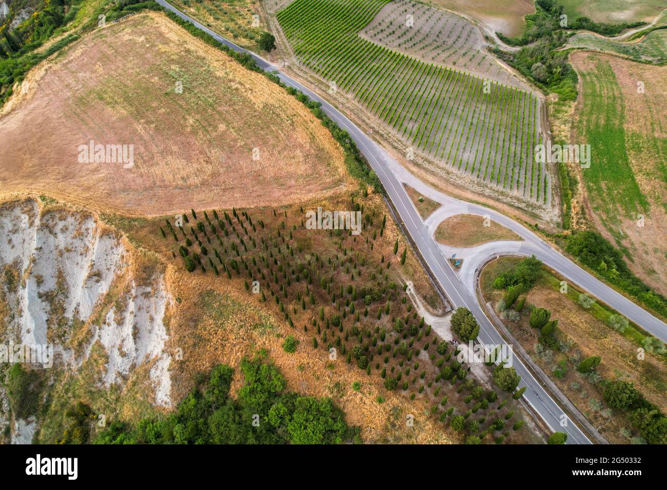 Karst landscape in Tuscany near Chiusure photographed with a drone ...