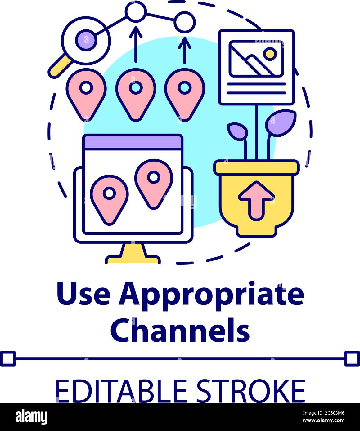Use appropriate channels for content concept icon Stock Vector Image ...