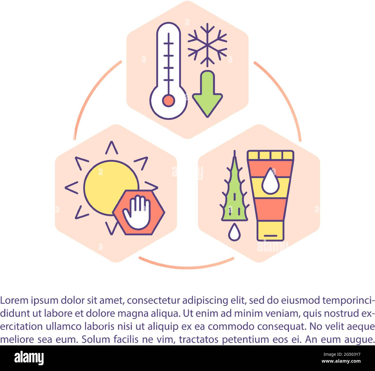 Protection against ultraviolet rays concept line icons with text Stock ...