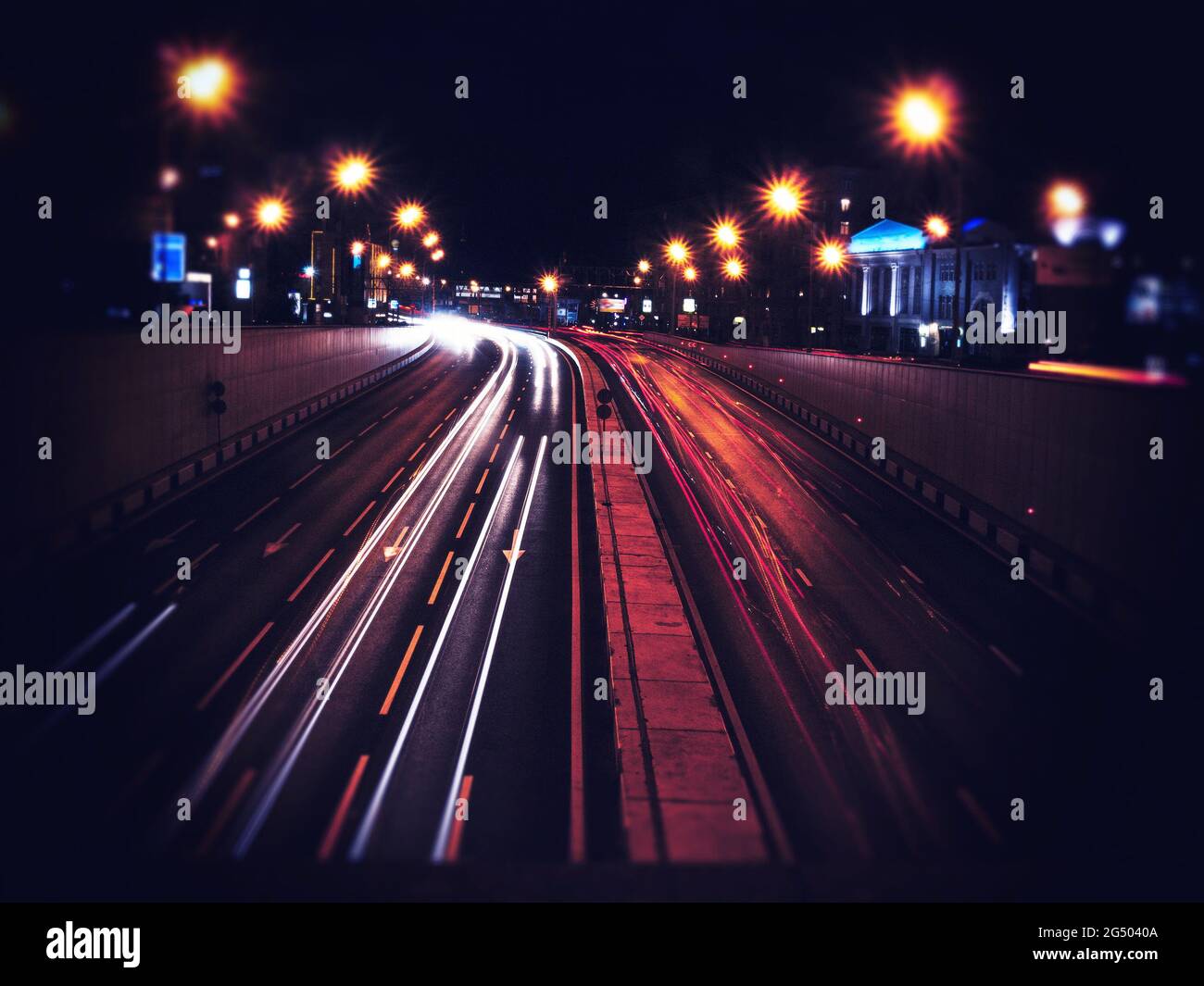 city expressway blurry traffic at night Stock Photo - Alamy