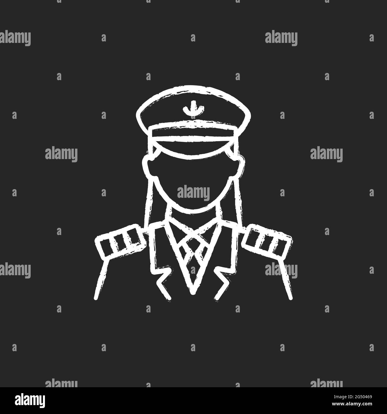 Female captain chalk white icon on dark background Stock Vector Image ...