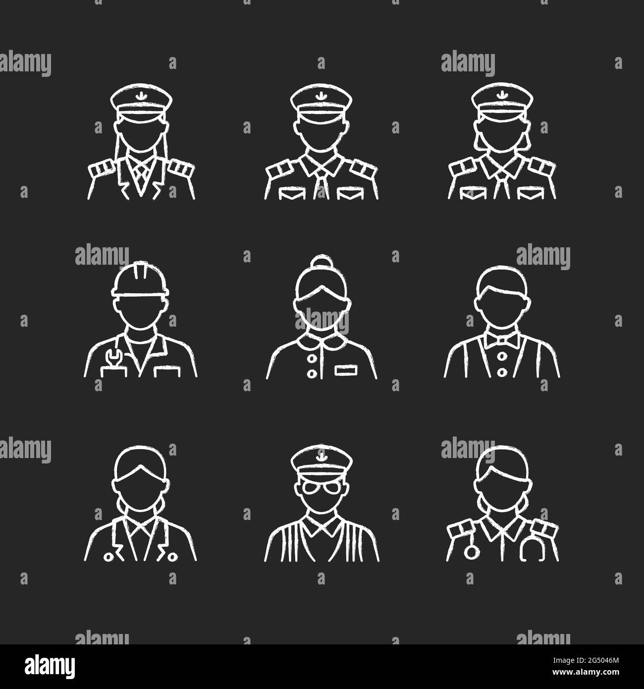 Ship staff chalk white icons set on dark background Stock Vector Image ...