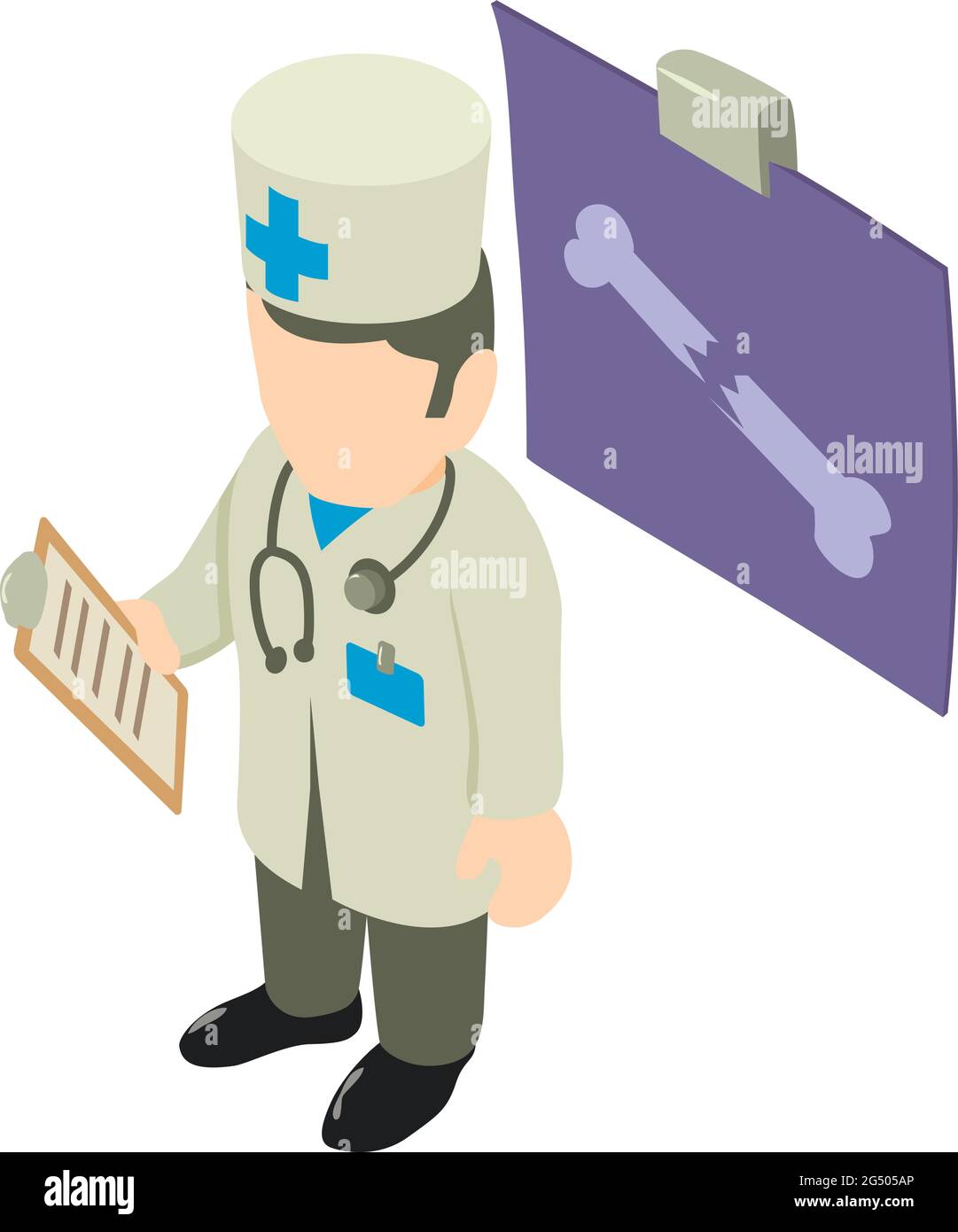 Xray examination icon isometric vector. Broken human bone. Transverse ...