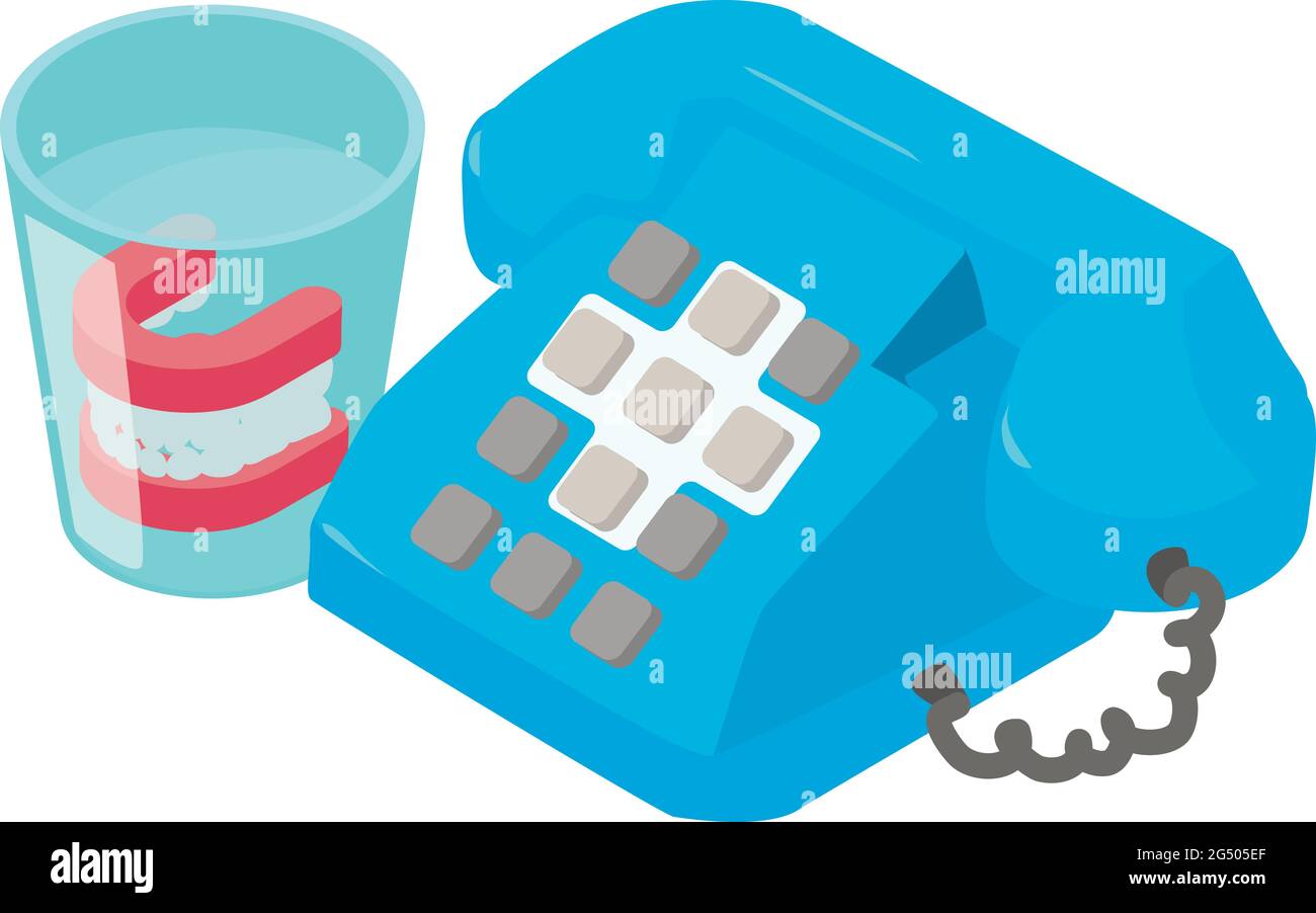 Dental consultation icon isometric vector. Push button telephone ...