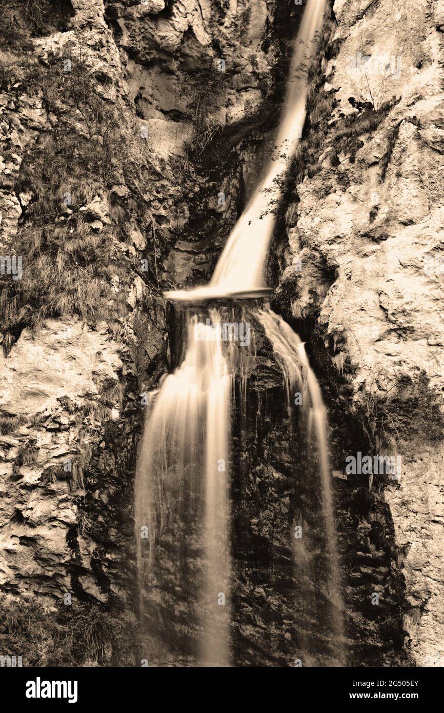 vintage look of Dalbina waterfall in Apuseni mountains Stock Photo - Alamy
