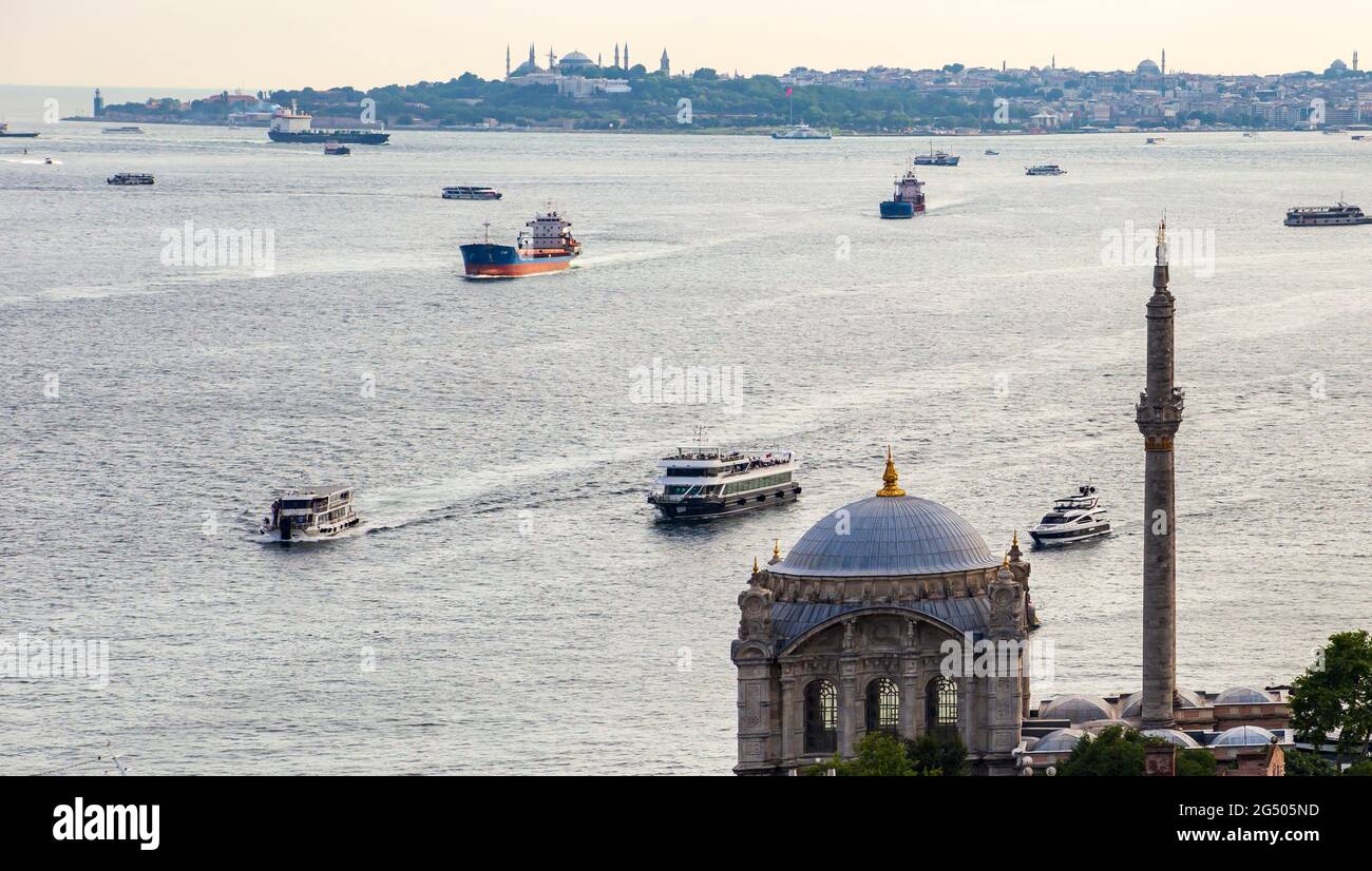 Ortakoy Mosque top view from the bridge Stock Photo - Alamy