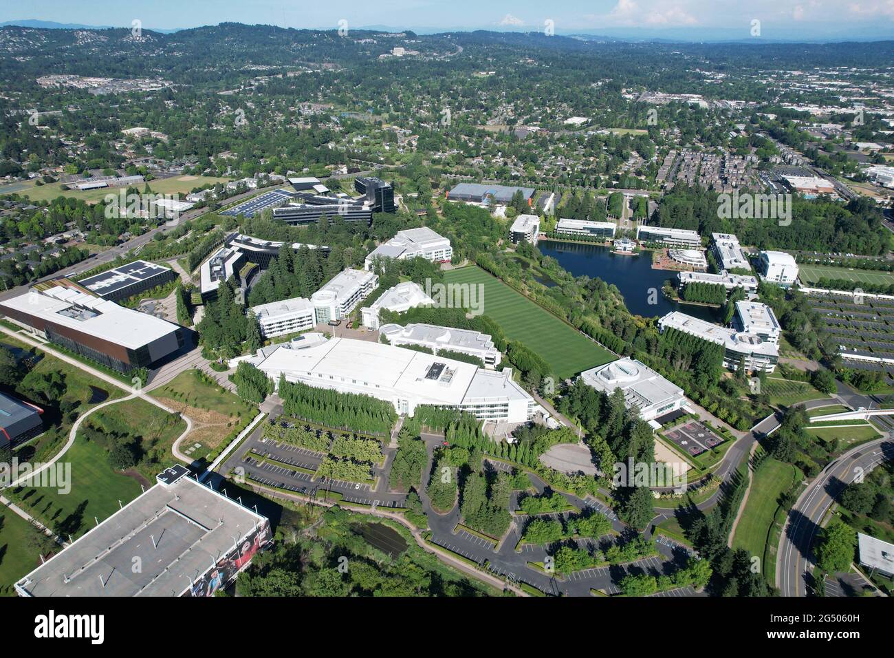 An aerial view of the Nike World Headquarters, Wednesday, June 23, 2021 ...