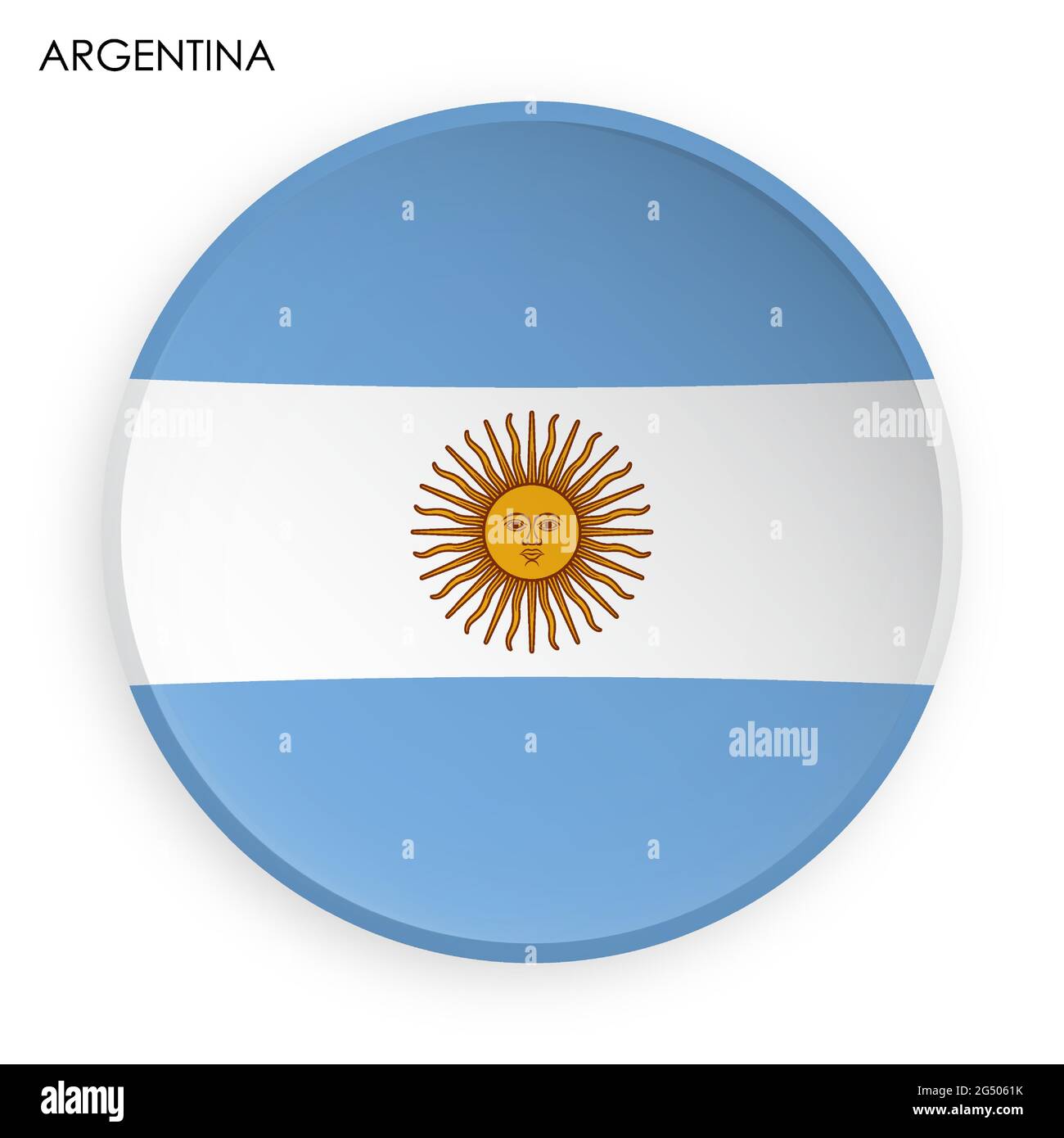 Argentina flag icon in modern neomorphism style. Button for mobile ...