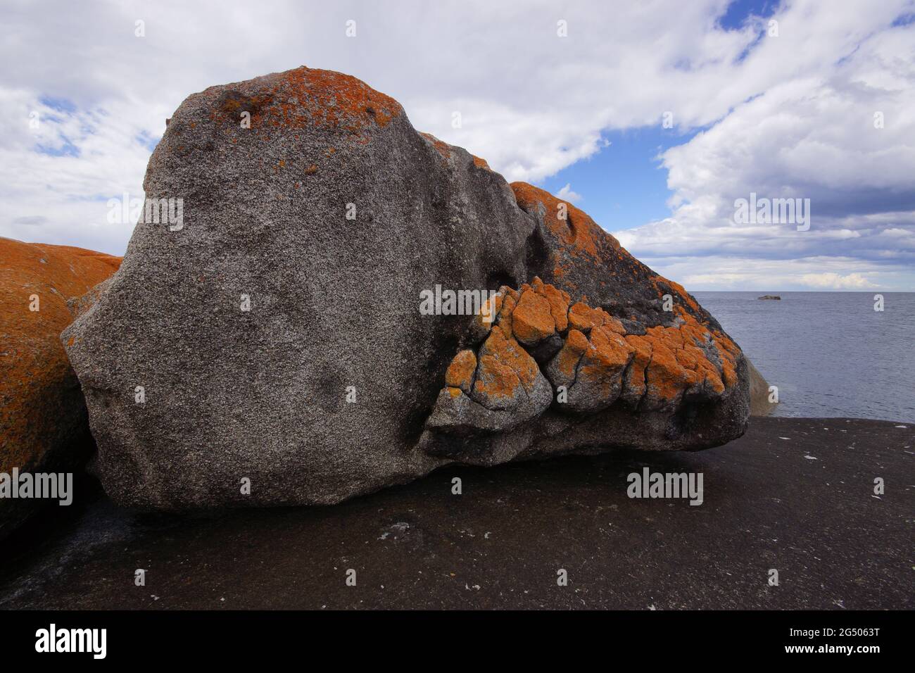 Red rock at the Bay of Fires, Tasmania Stock Photo - Alamy