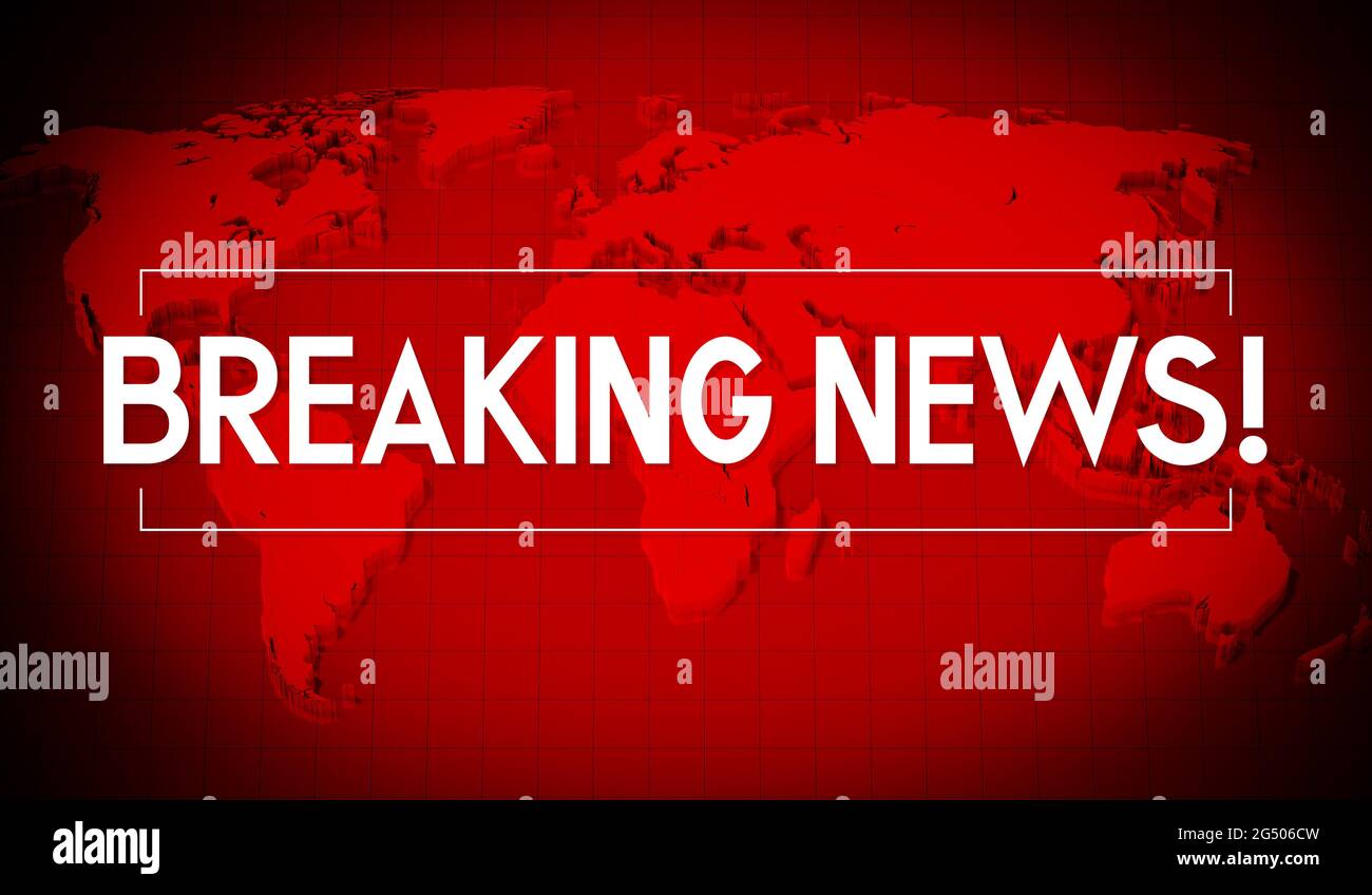 Breaking news concept, world map in background - 3D illustration Stock ...