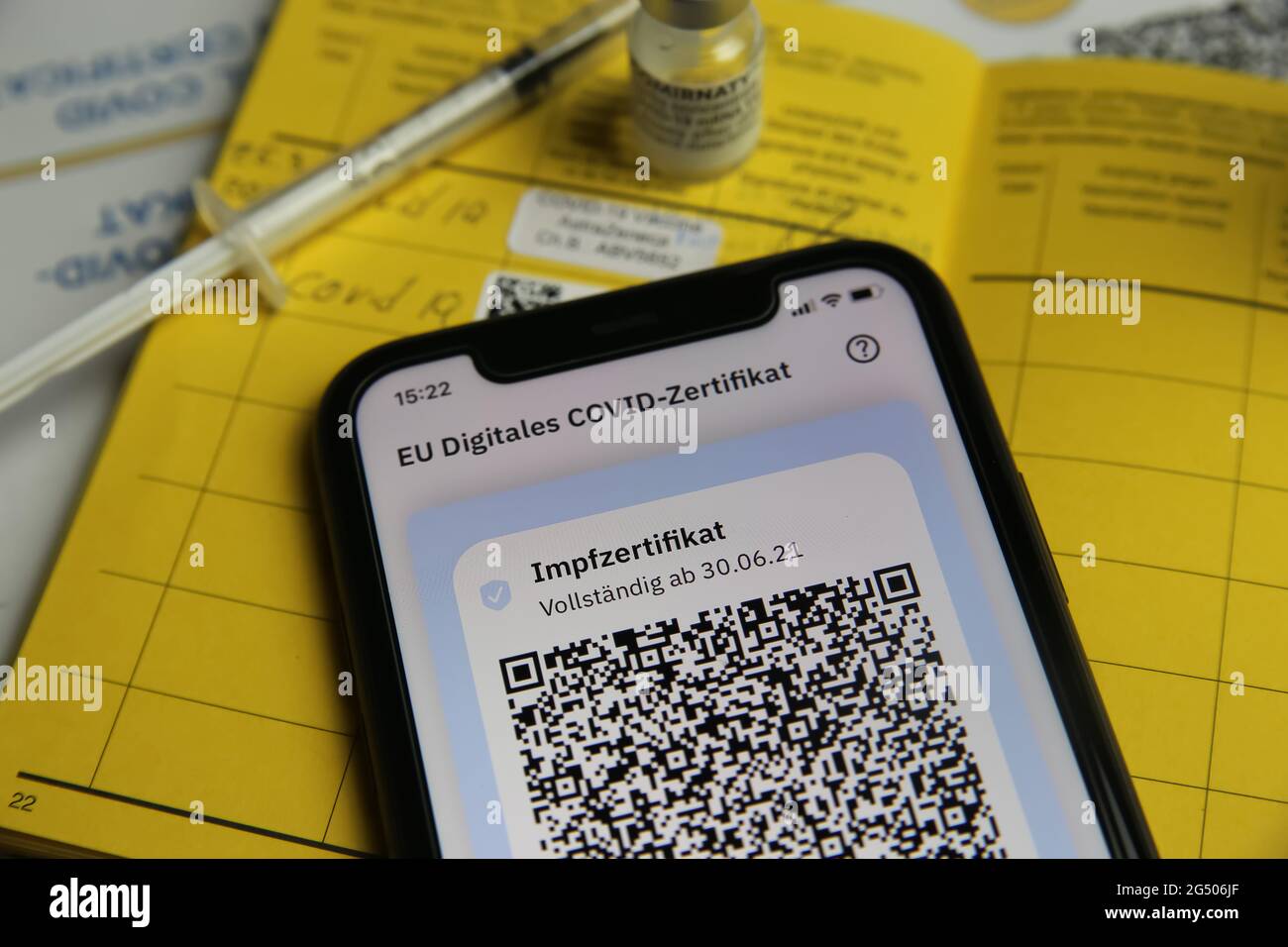 Viersen, Germany - June 24. 2021: Closeup of mobile phone screen with ...