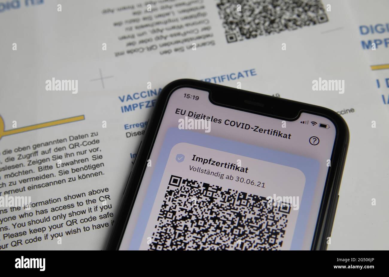 Viersen, Germany - June 24. 2021: Closeup of mobile phone screen with ...