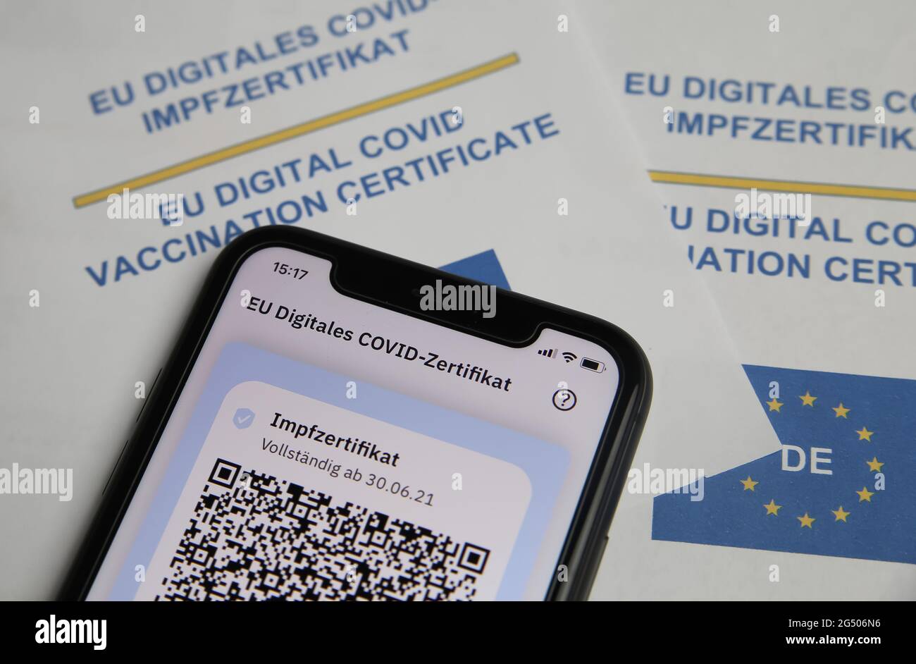 Viersen, Germany - June 24. 2021: Closeup of mobile phone screen with ...