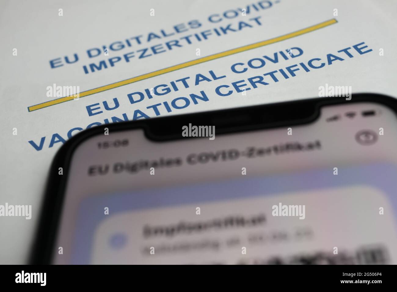 Viersen, Germany - June 24. 2021: Closeup of mobile phone screen with ...