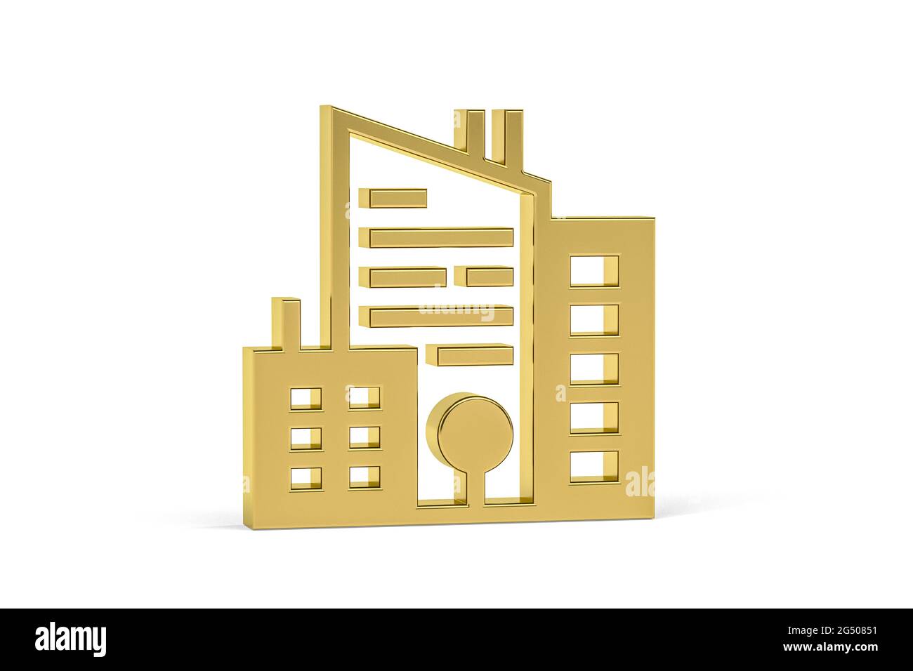 Golden 3d city icon isolated on white background - 3D render Stock ...