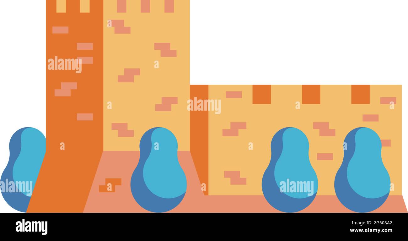 Medieval Fort or Castle Icon in Flat Design Stock Vector Image & Art ...