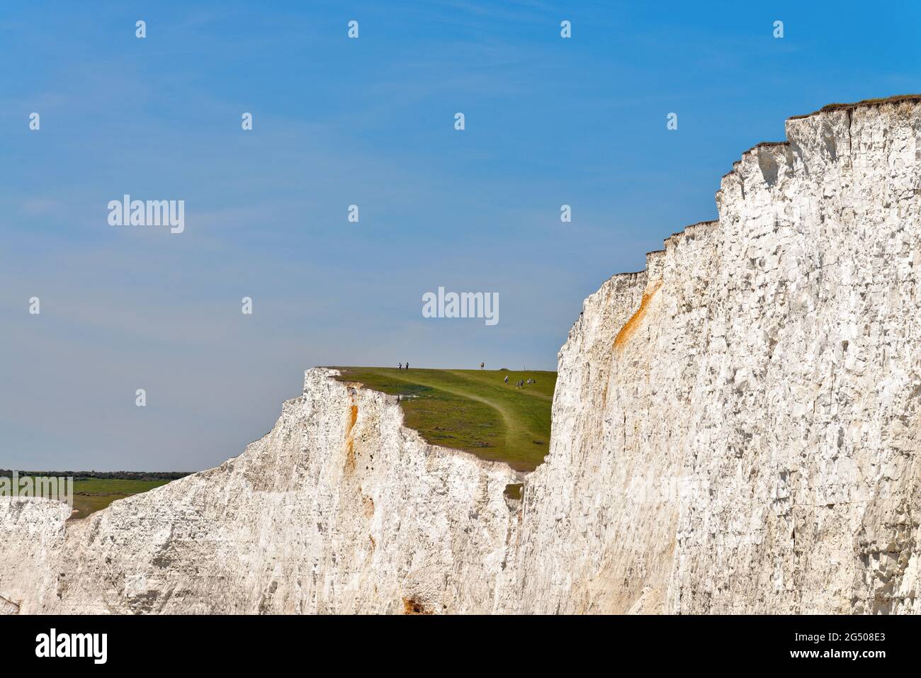 The undulating chalk cliffs on the Seven Sisters coastline in the South ...
