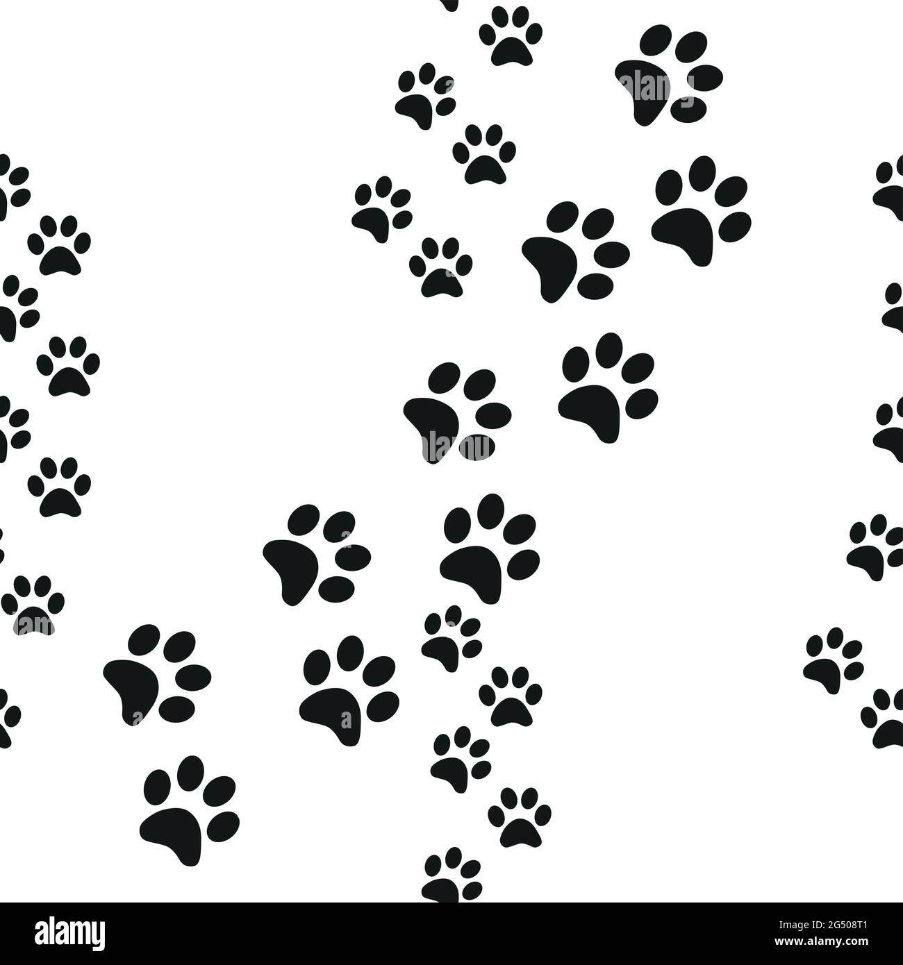 Animal footprint seamless pattern. Footprints of a cat, dog, bear, lion ...