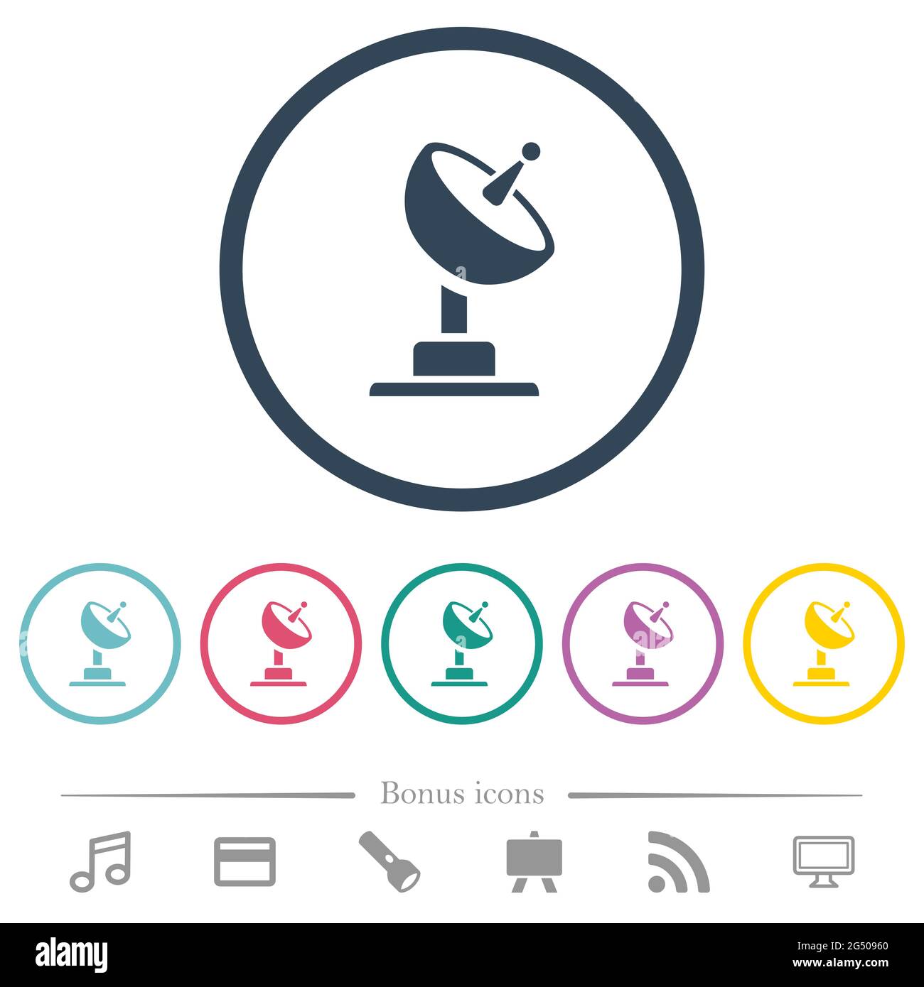 Satellite antenna flat color icons in round outlines. 6 bonus icons included Stock Vector Image ...