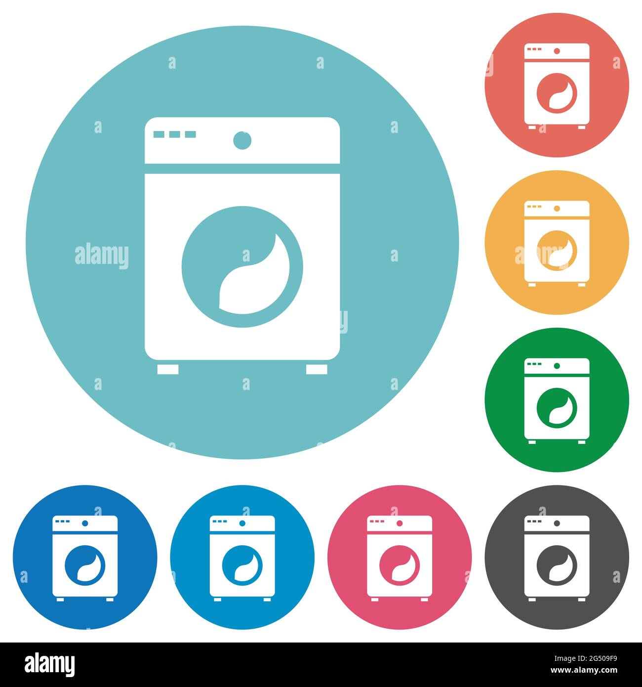 Washing machine flat white icons on round color backgrounds Stock Vector Image & Art - Alamy