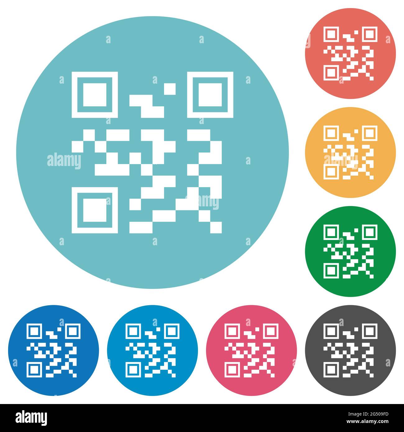 QR code flat white icons on round color backgrounds Stock Vector Image ...