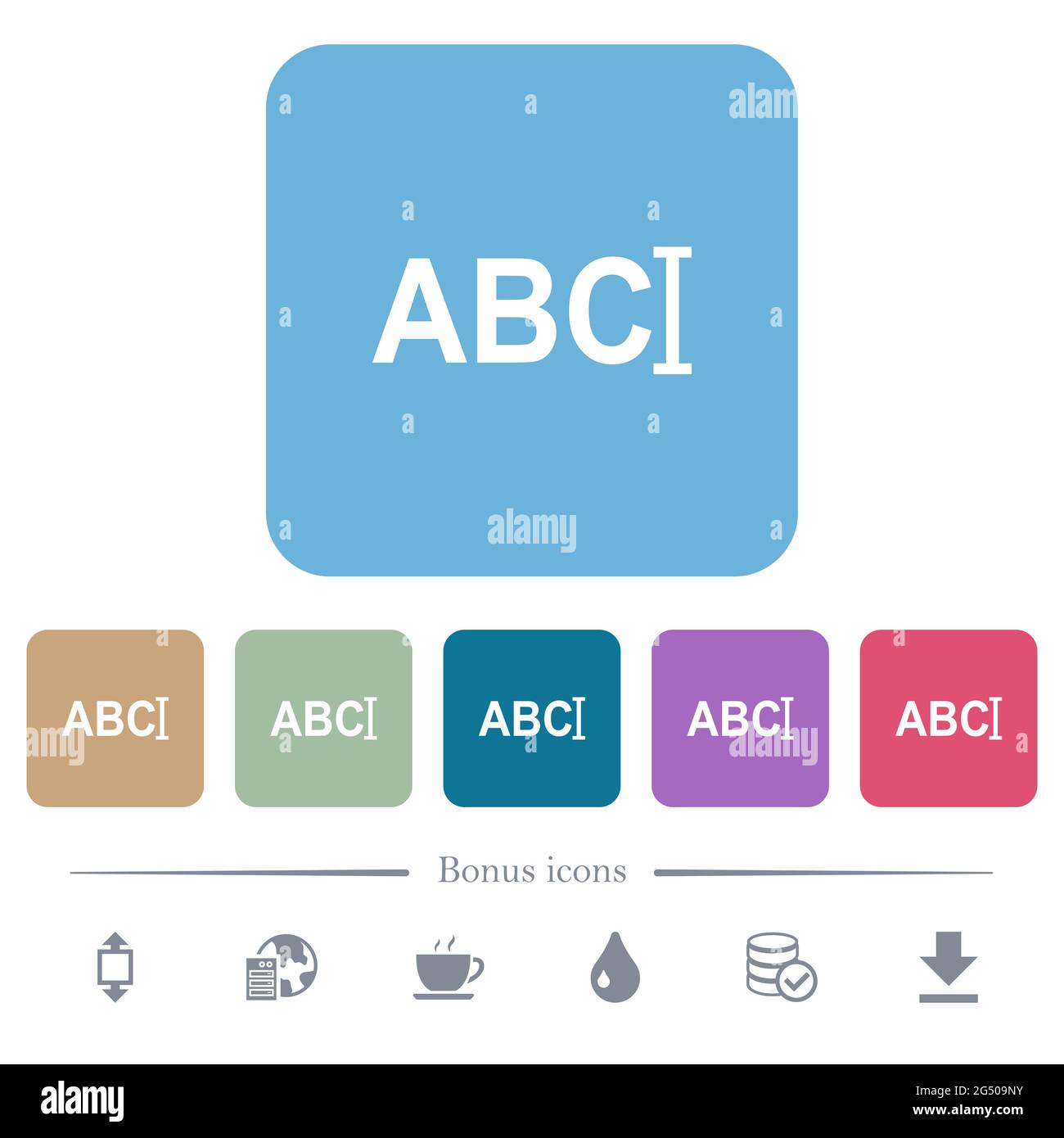 Typing Text With Cursor White Flat Icons On Color Rounded Square Backgrounds 6 Bonus Icons
