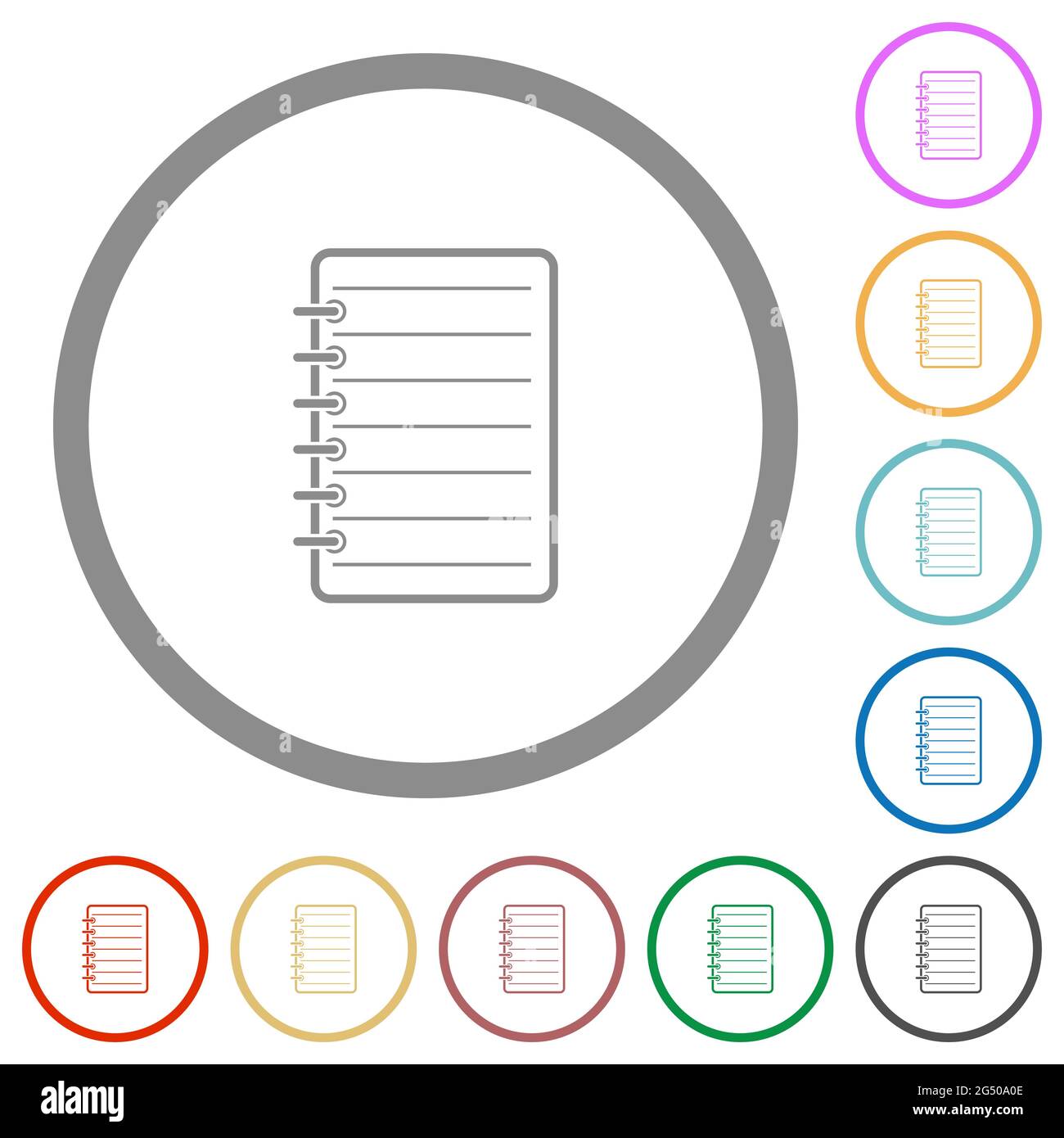 Notepad flat color icons in round outlines on white background Stock Vector Image & Art - Alamy