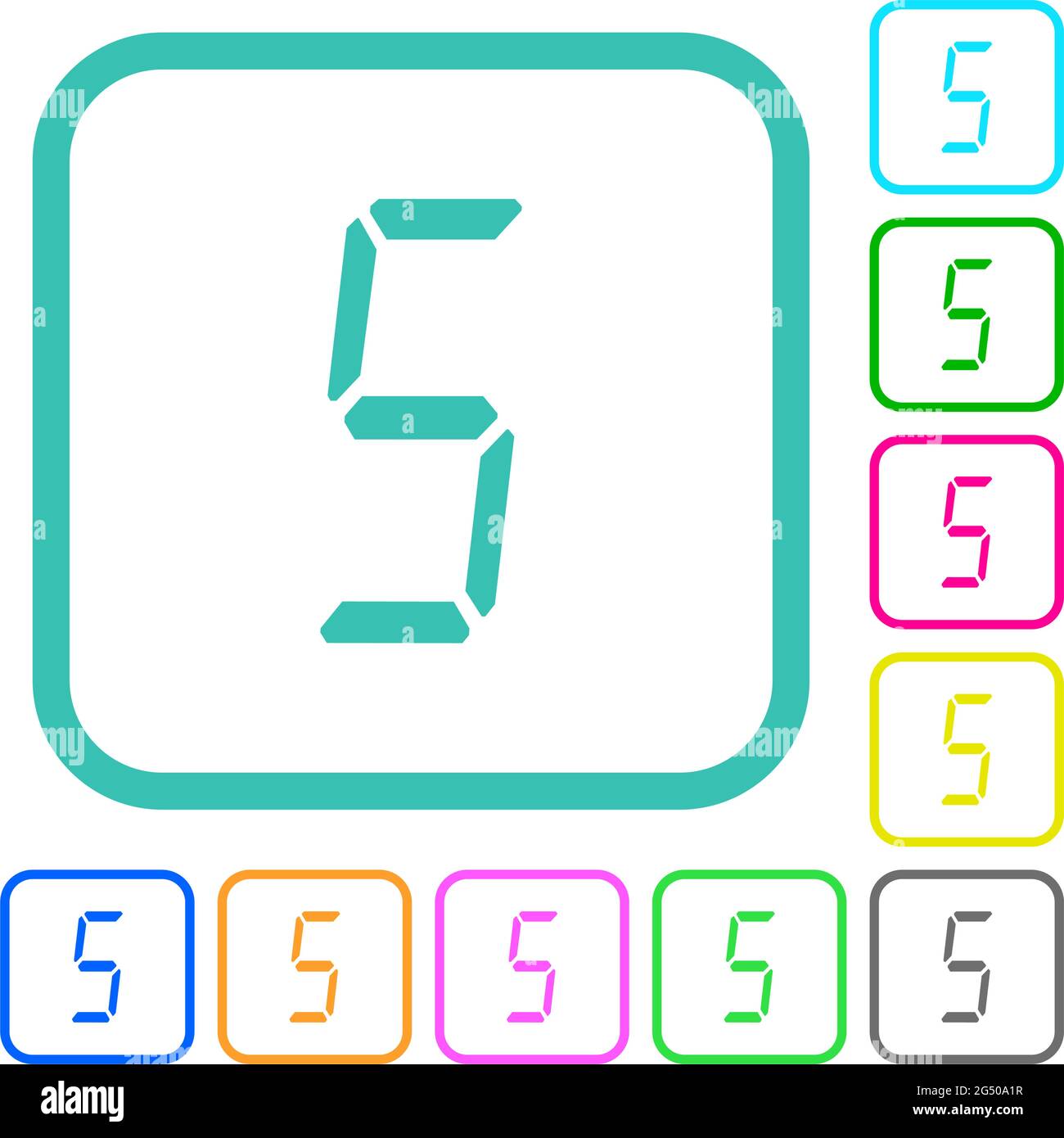digital number five of seven segment type vivid colored flat icons in ...