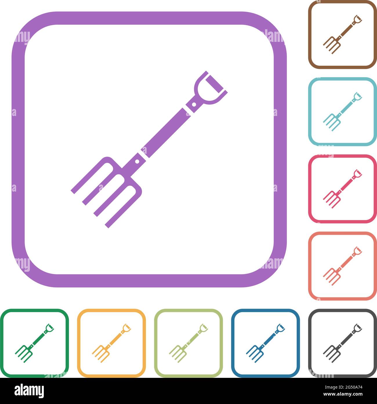 Pitchfork simple icons in color rounded square frames on white background Stock Vector Image ...