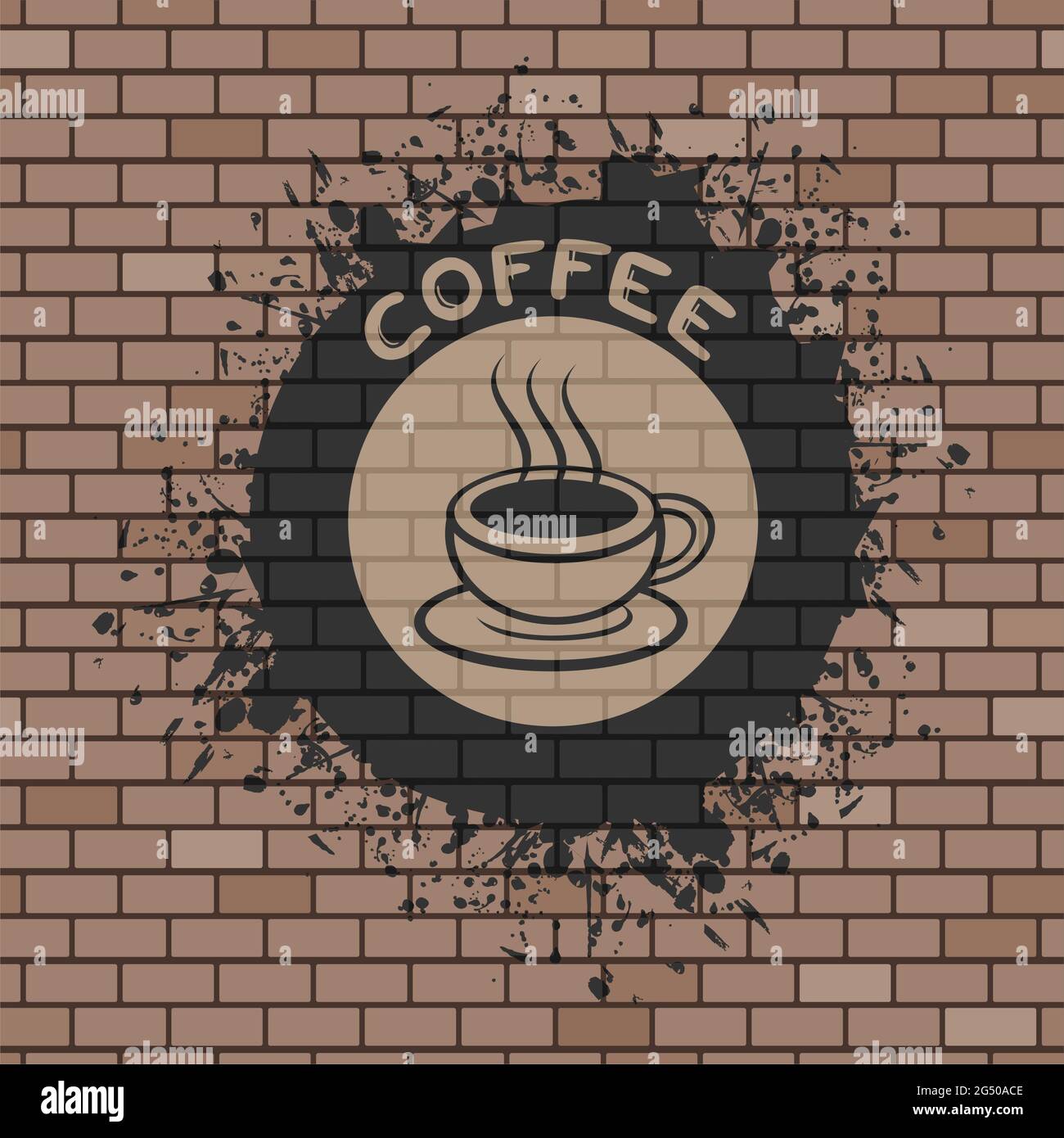 coffee symbol illustration in brick wall Stock Vector Image & Art - Alamy