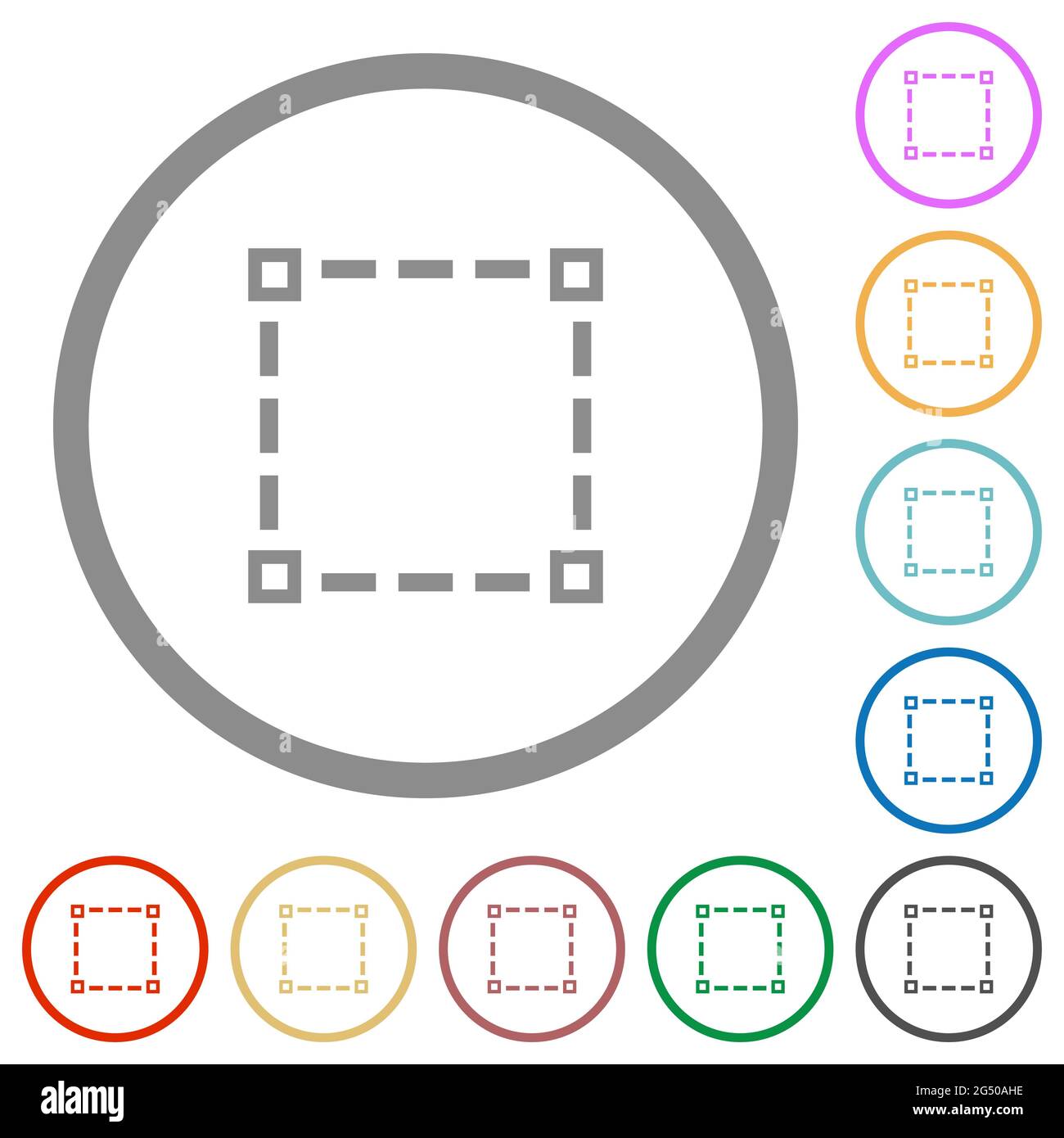 Selection tool outline flat color icons in round outlines on white ...