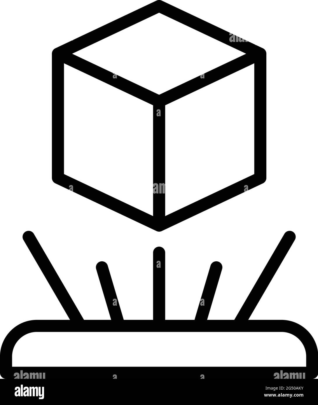 Cube hologram projection icon. Outline Cube hologram projection vector ...