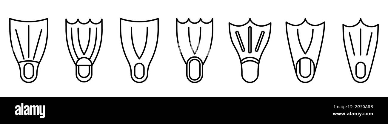 Flippers icon. Set of linear flippers icons. Vector illustration ...