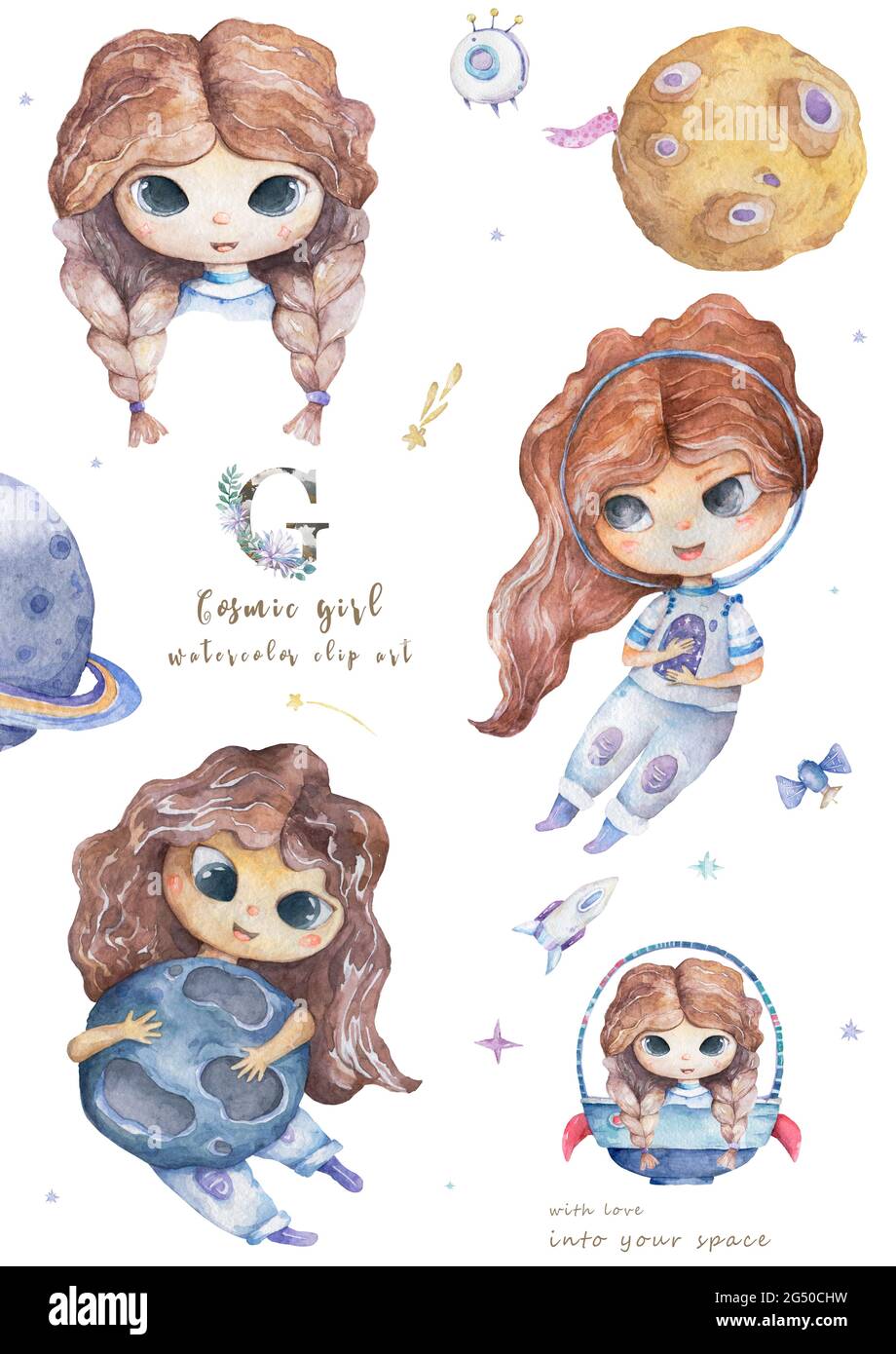 Cute Girl Astronaut Clip Art