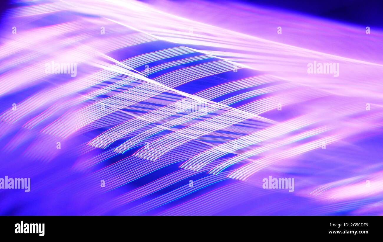 Illustration of progressive rhythm of dark blue and purple light trails ...