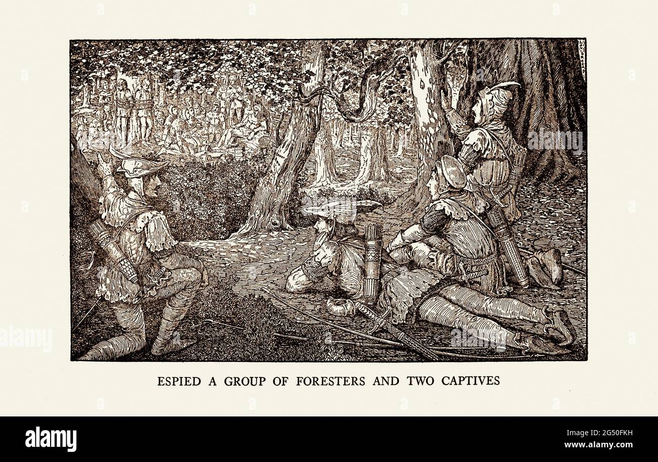 Bold Robin Hood and his outlaw band. Book illustration by Louis Rhead ...