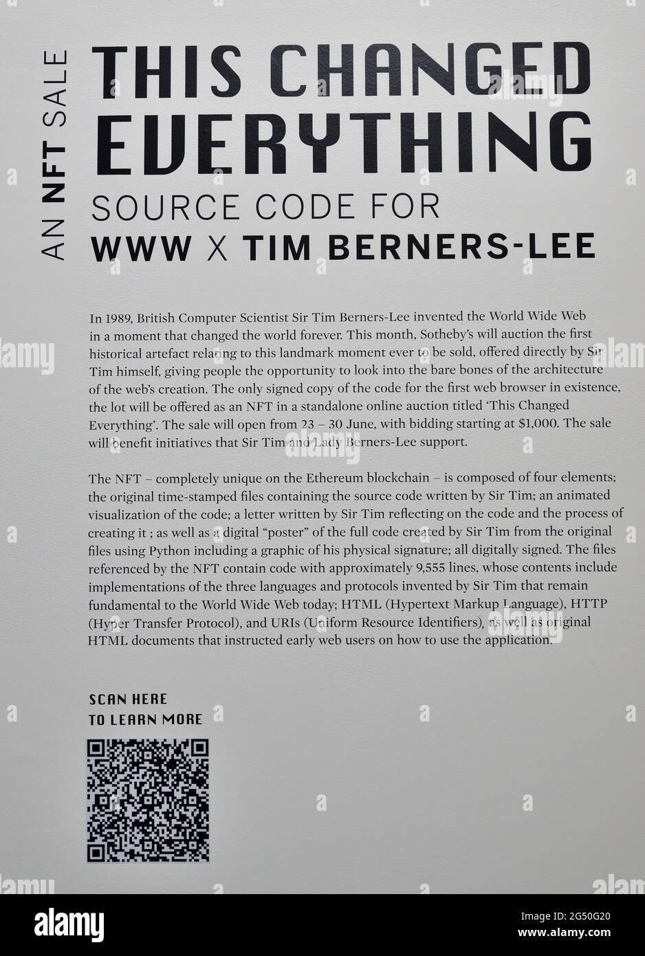 NY media preview of Sotheby's NFT auction of Sir Tim Berners-Lee Source ...