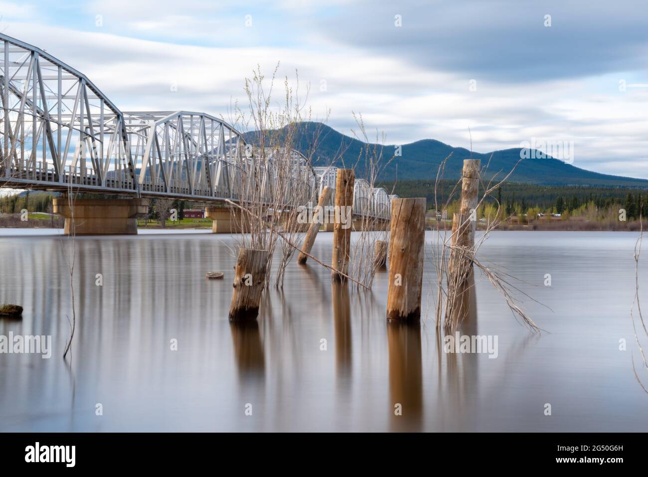 Nisutlin Bay Bridge in Teslin, Yukon Territory, northern Canada with ...