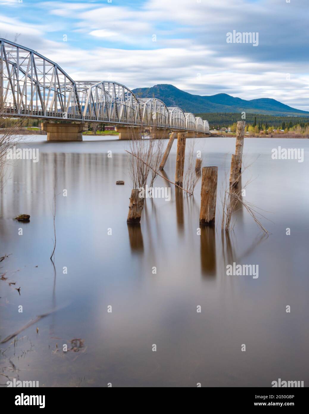Nisutlin Bay Bridge in Teslin, Yukon Territory, northern Canada with ...