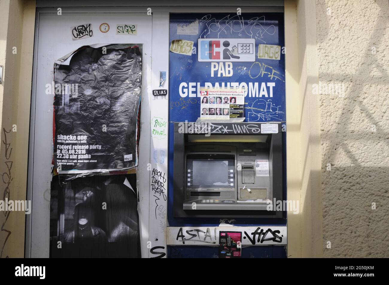 Berlin - Germany 13 August 2016-ATM money automate at Frankfurter Allee ...