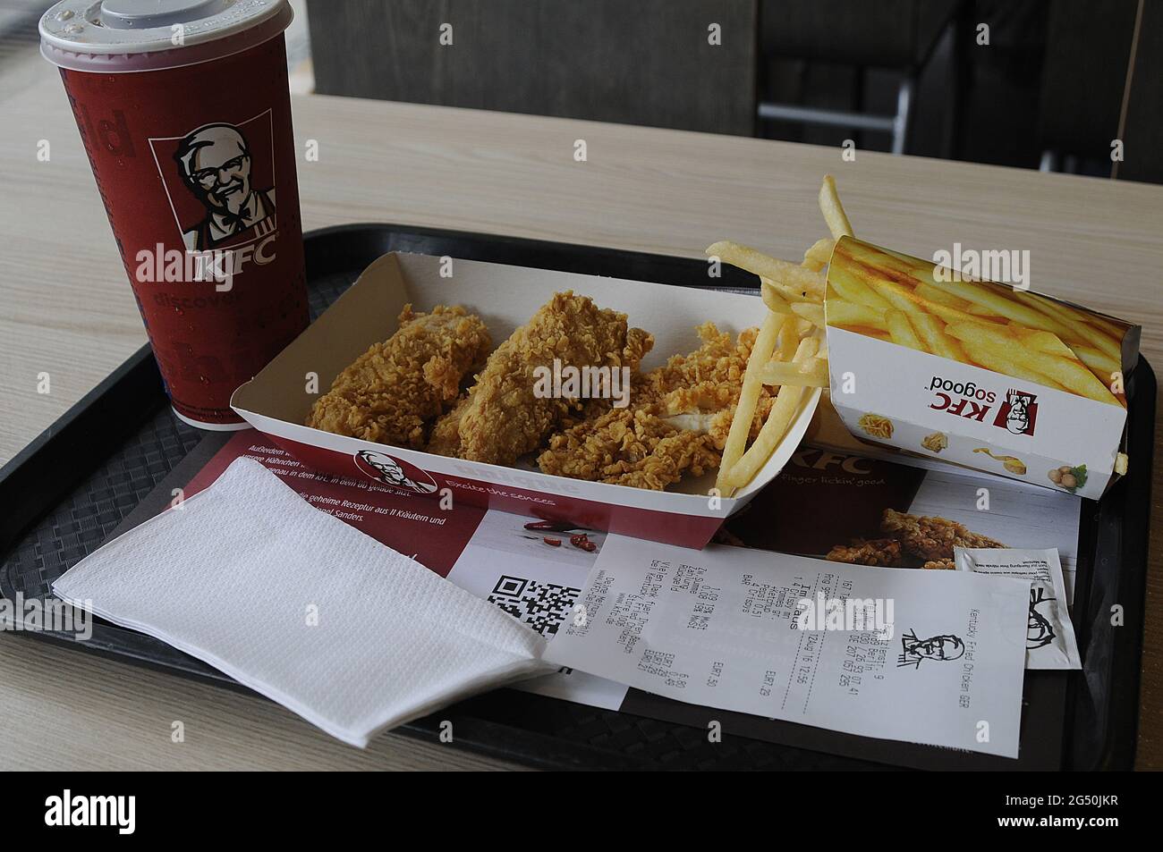 Berlin - Germany 12 August 2016- kfc Chicken menu with french fried and ...