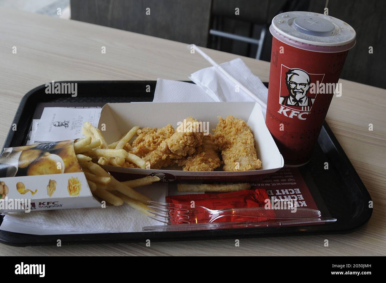 Berlin - Germany 12 August 2016- kfc Chicken menu with french fried and ...
